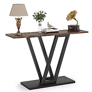 Tribesigns Console Table, Industrial Hallway Table for Entryway, 43 Inch Entryway Tables Narrow Sofa Table for Living Room, Stable Metal Frame & Easy Assemble, Rustic Brown
