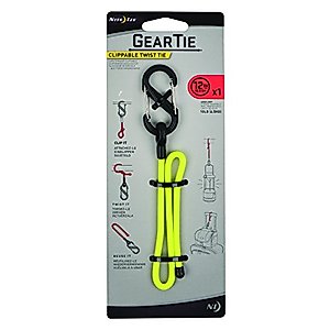 Nite Ize Gear Tie Clippable, The Original Reusable Rubber Twist Tie With A Convenient S-Biner Clip For Hanging + Organizing, 12-Inch, Neon Yellow