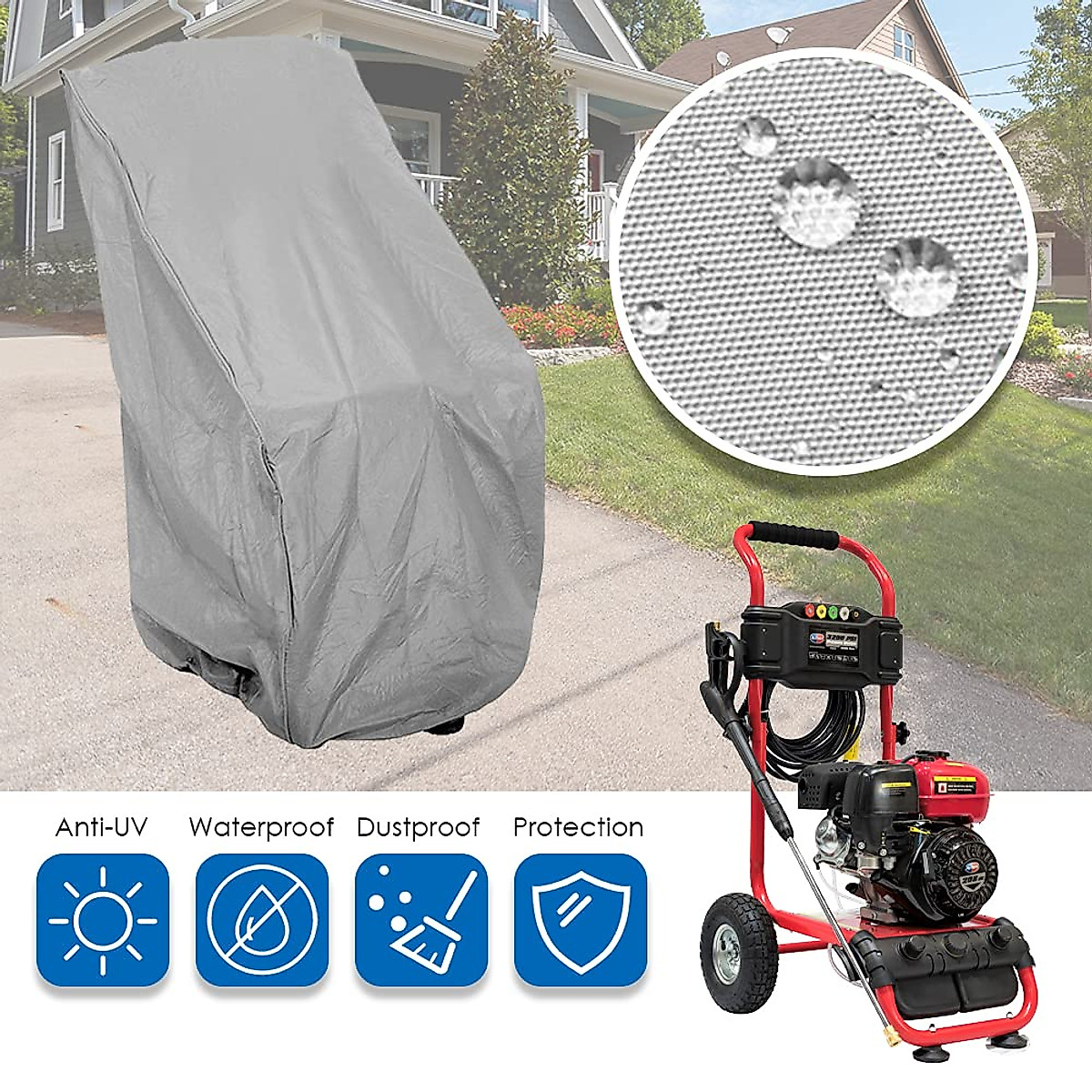 COOSOO Pressure Washer Cover Waterproof Heavy Duty Pressure Washer Protection Cover with Windproof Drawstring for Outdoor