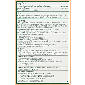 Aspirin Regimen Bayer 81mg Chewable Tablets | #1 Doctor Recommended Aspirin Brand | Pain Reliever | Orange Flavor | 108 Count, 36 Count (Pack of 3)