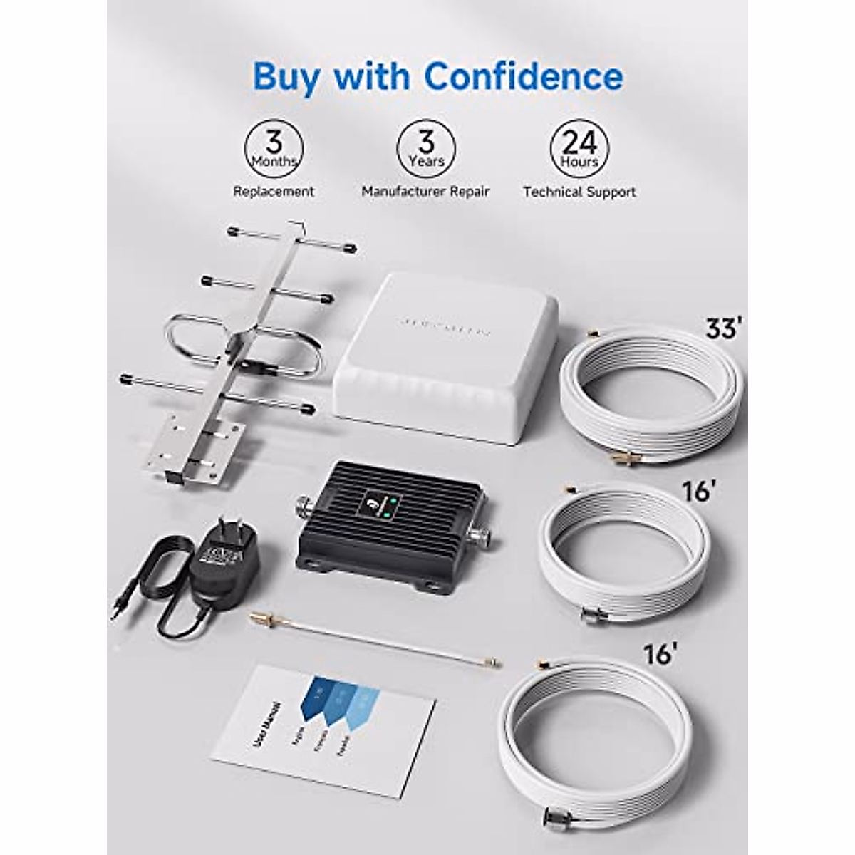 Cell Phone Signal Booster for Verizon and AT&T | Up to 4,500 Sq Ft | Boost 4G LTE 5G Signal on Band 12/13/17 | 65dB Dual Band Cellular Repeater with High Gain Antennas | FCC Approved