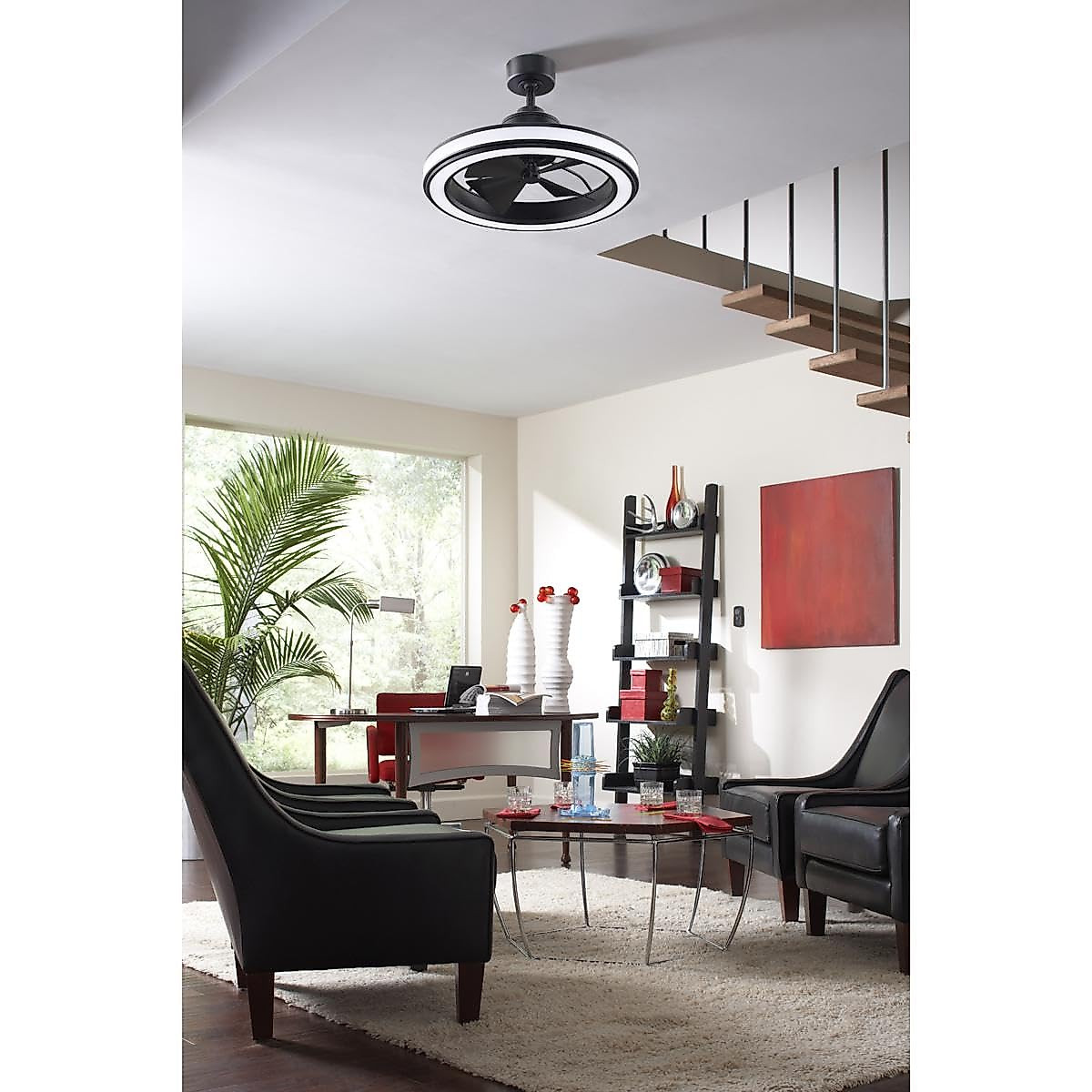 Fanimation Gleam Indoor/Outdoor Ceiling Fan with LED Light Kit 16 inch - Black