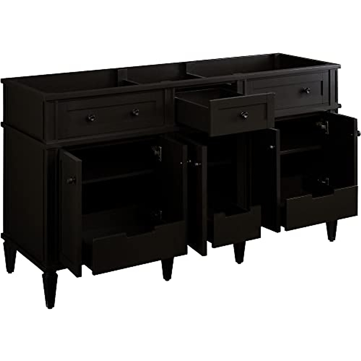 Signature Hardware 953349-60-RUMB-8 Elmdale 60" Free Standing Double Basin Vanity Set with Mahogany Cabinet, Wood Vanity Top, and Porcelain Undermount Sink - 8" Faucet Holes