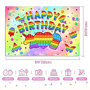 LANFUBEISI Happy Birthday Backdrop, Sensory Pop Game Birthday Party Decorations for Kid Party Supplies Happy Birthday Banner Game theme Party Decorations Photography Background