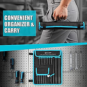 DURATECH 18 Piece Punch/Chisel/Alignment Tool Set, Including Pin Punch, Center Punch, Nail punch, Alignment Tool, Cold Chisel, Chisel Gauge, for Removing Repair Tool, with Rolling Pouch