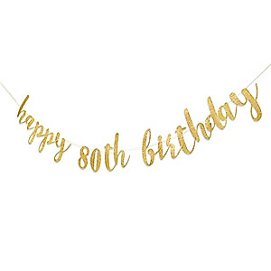 Happy 80th Birthday Banner - 80th Birthday Banner，80 Banner Gold，80th Anniversary Banner Gold，80th Birthday Banner for Women/men，happy 80th Birthday Banner Party Decorations