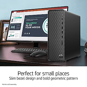 HP - S01-aF0011 Slim Desktop, AMD Athlon Silver 3050U, 4GB RAM, 256 GB SSD, Windows 10 Home (S01-aF0011, Black) Jet Black