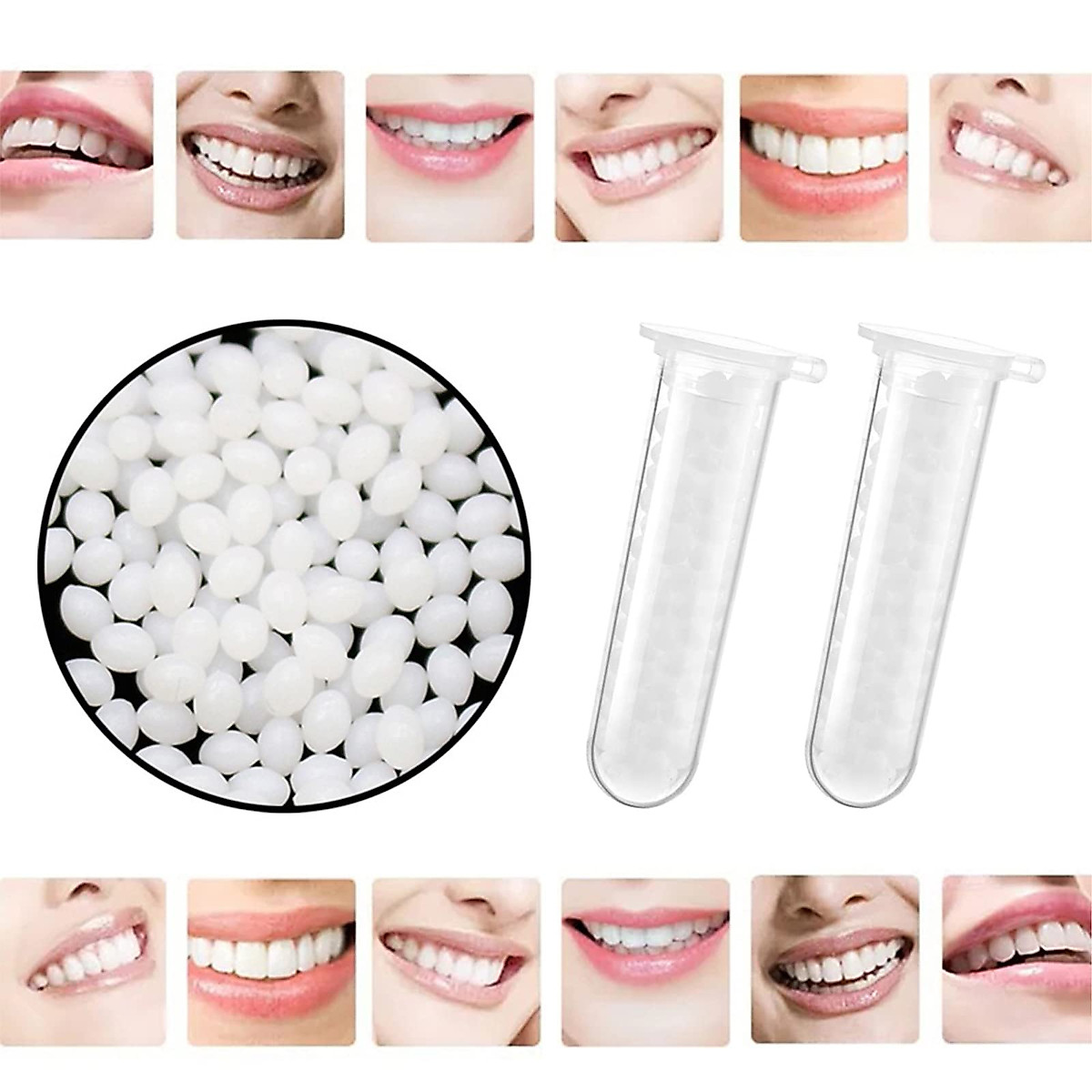 56 Pcs False Teeth Dental Complete Acrylic Resin Denture Teeth, 2 Set Whole Teeth Synthetic Polymer Denture Tooth, 23 Shade A3 Upper + Lower Dental Materials for Replacement, DIY, or Halloween