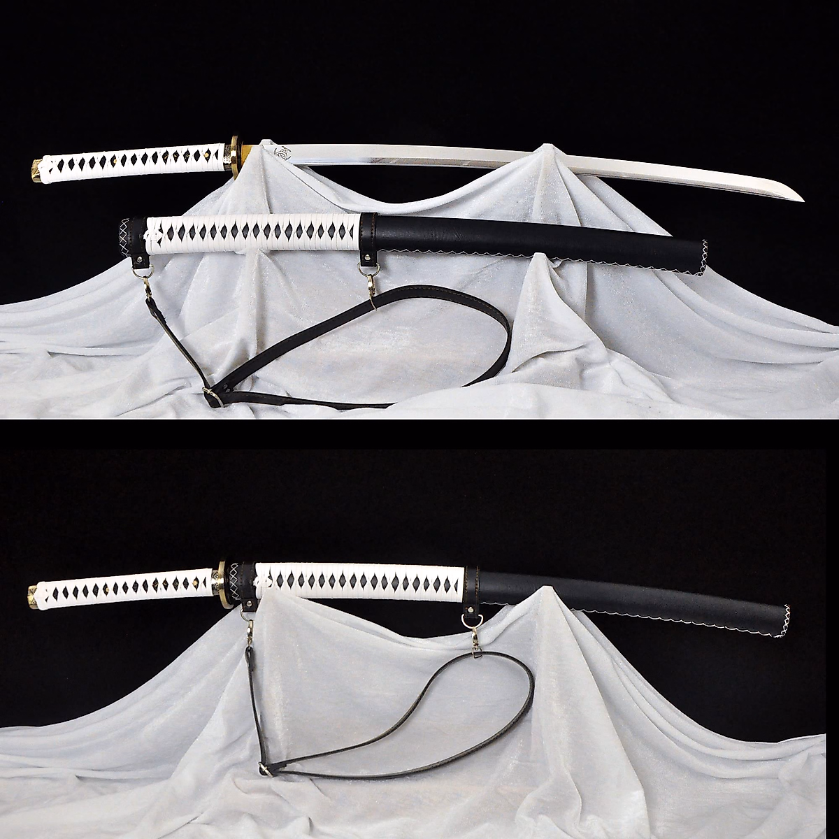 HanBon Forged The Walking Dead Sword Michonne Katana Sword Real Japanese Samurai Sword Katana T10 Steel Full Tang Blade Sharp Can Cut Bamboo Trees