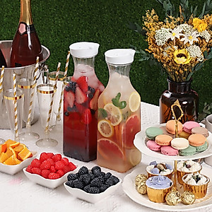 NETANY 50 Oz Water Carafe with Flip Top Lid, Set of 2 Square Base Juice Containers, Clear Plastic Pitcher - for Water, Iced Tea, Juice, Beverage, Milk, Cold Brew and Mimosa Bar - HAND WASH ONLY