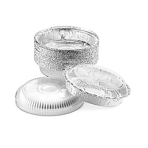 Mr Miracle Pack of 40 Disposable Aluminum Foil Pans with Clear Lids –8 Inch Circular Aluminum Pans, Ideal for Baking, Storing, Heating, Serving - Round Foil Pans with Lids