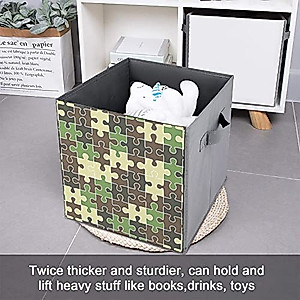 Puzzle Camouflage Collapsible Storage Bins Basics Folding Fabric Storage Cubes Organizer Boxes with Handles
