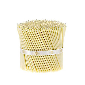 Danilovo Pure Beeswax Candles - No-Drip, Smoke-Less, Tall, Thin Taper Candles – Decorative Candles for Church Prayer, Decor or Birthday Candles – Honey Scented – 5.9 in, Ø 0.2 in (White, 50pcs)