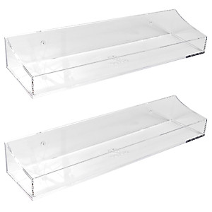 Vervo Acrylic Shower Bathroom Shelves, 2 Pack Adhesive Transparent Caddy Organization, Clear Home Wall Shelf, Floating, No Drilling Extra Thick Storage and Decor