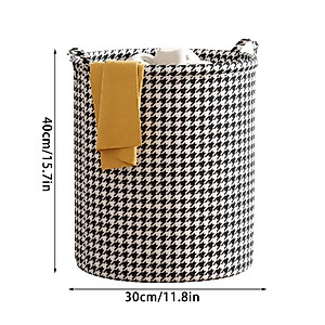 Laundry Basket with Handles,Blanket Basket Storage with Houndstooth,Foldable Fabric Bedroom Hamper,Dirty Clothes Hamper for Living Room,Baby Room (A)