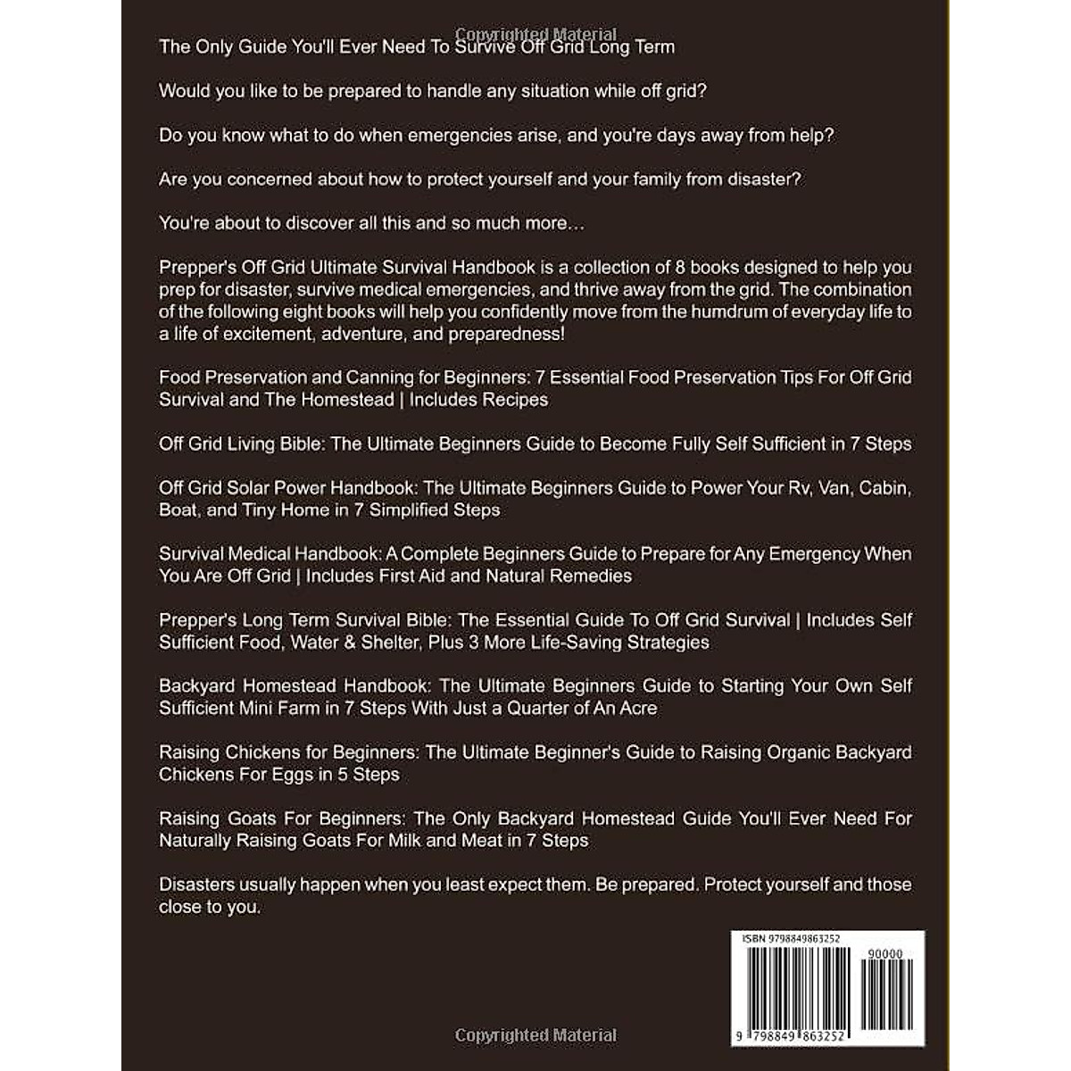 Prepper’s Off Grid Ultimate Survival Handbook: 8 Books in 1: The Comprehensive Guide to Off Grid Living | Includes Medical Emergencies, Solar Power, ... and So Much More (Self Sufficient Living)