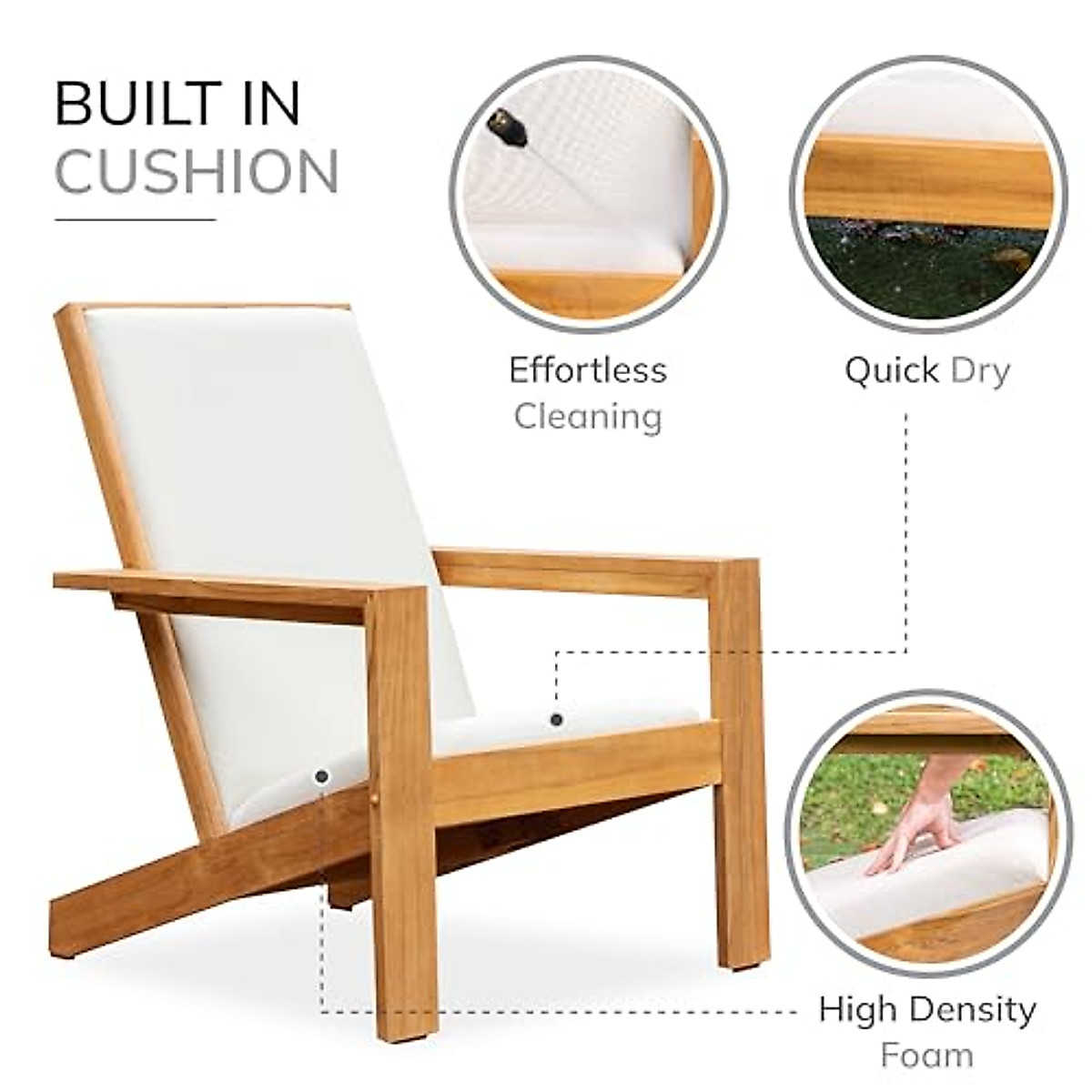 Cambridge Casual Napa Wood Outdoor Adirondack Chair, Natural Teak/Textiline Tan