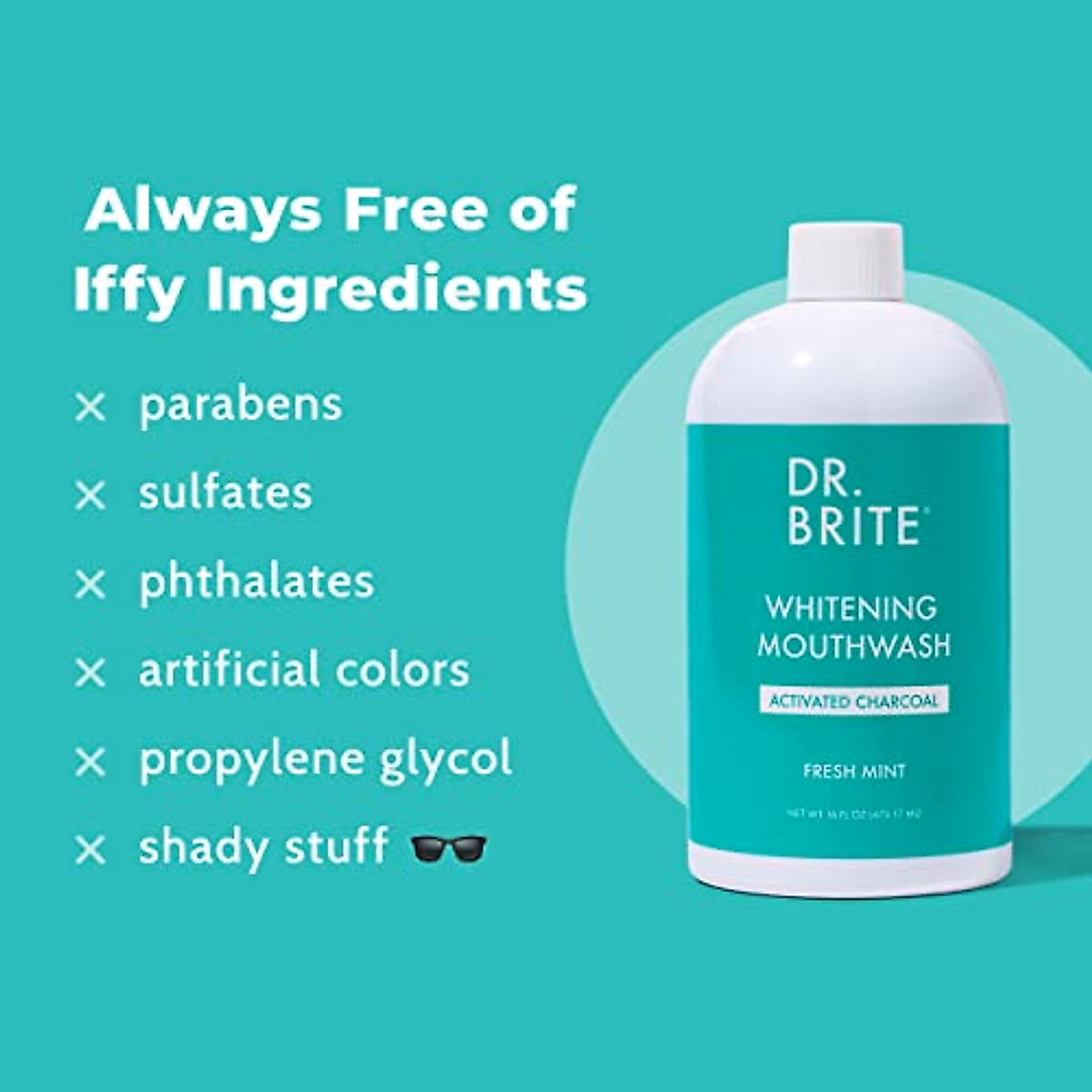 Dr. Brite Natural Whitening Mouthwash, Alcohol-Free, Doctor Formulated to Prevent Bad Breath - Mint, 16 oz
