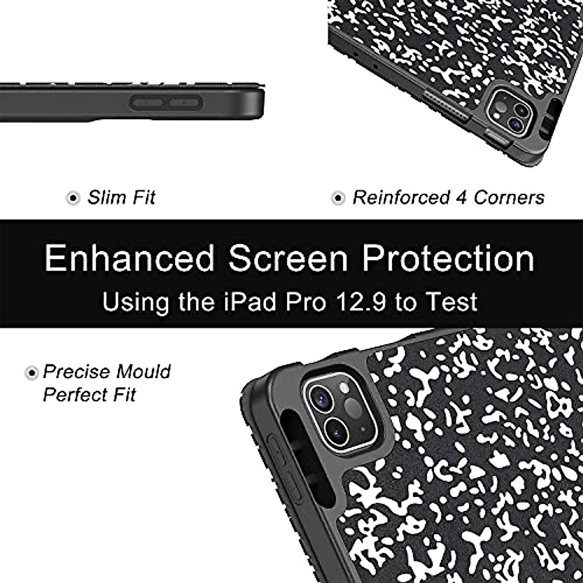 Tuosake iPad Pro 12.9 Case 2021/2022 5th/6th Generation with Pencil Holder,Slim Lightweight Trifold Stand Case【Pencil Charging+Auto Sleep/Wake】 Soft TPU Back Cover for iPad Pro 12.9 inch-Book