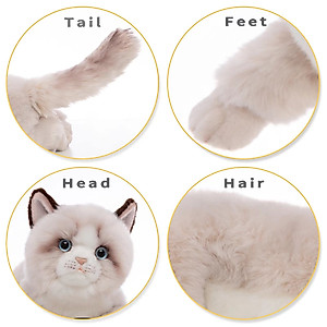 CU-MATE 20 Inch- Gray Ragdoll Cat Plush Stuffed Animal Toys -Realistic Ann Baker Cat Handmade Plush Toy Present Gift