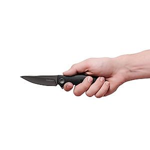 Kershaw Concierge Pocketknife (4020); 8Cr13MoV Modified Drop Point Blade; Gray Titanium Carbo-Nitride Coating; Black G10 Handle; KVT Ball-Bearing Manual Open; Liner Lock; Recessed Pocketclip; 4.3 oz