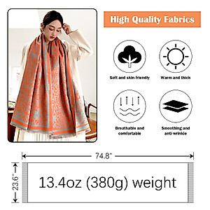 RainFlowwer Womens Pashmina Shawl Wrap Scarf Winter Warm Wool Scarves Large Reversible Stole Scarf Evening Dress Christmas Gift