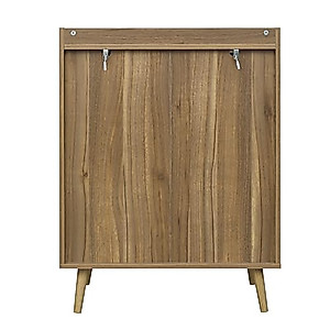 wirrytor Rattan Shoe Cabinet,16 Pairs Shoe Storage Cabinet with 2 Rattan Doors,4-Tier Modern Entryway Organizer Cabinet,Freestanding Shoe Rack Organizer Cabinet for Closet Hallway Living Room,Walnut