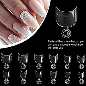 Ranrose 600PCS Clear Short Oval Half Cover Nails Tips Short Round Acrylic Short False Artificial Nail 12 Sizes with Box