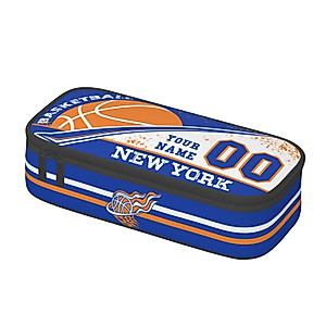 Mdyuzfk Personalized Basketball Pencil Box With Number Name Custom Sport Style Pencil Case Customized Zipper Pencil Box Gifts For Men Women nykFans