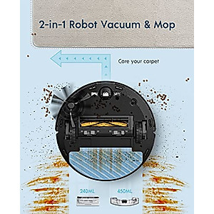 Yeedi vac max Robot Vacuum Mop Combo - 2-in-1, Powerful 3000Pa Suction, Up to 200 Minutes Runtime, Smart Mapping, Carpet Detection, Editable Map for Precise Cleaning on Hard Floors