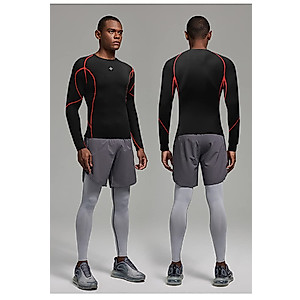 Milin Naco Compression Shirts for Men Long Sleeve Compression Undershirts Dry Fit Compression Shirt Baselayer Rash Guard