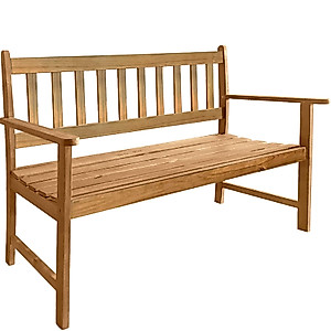 BSTOPHKL Outdoor Wood Bench 2-Person Garden Bench 705Lbs Weight Capacity Acacia Wood Patio Bench for Porch Lawn Balcony Backyard, Nature