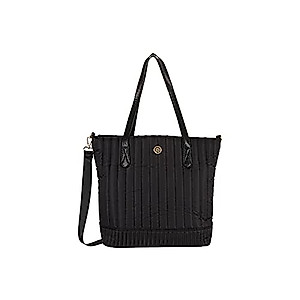 Anne Klein womens ANNE KLEIN QUILTED NYLON MEDIUM TOTE, Black/ Black, One Size US