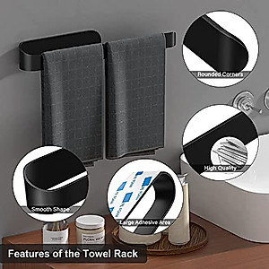 Oukimly Towel Rack Wall Mounted SUS304 Stainless Steel Bathroom Towel Holder No Drilling Hand Towel Ring, Roll Towel Racks Waterproof Towel Organizer for Towels Washcloths (15Inch, Matte Black)