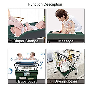 Portable Baby Changing Table, Diaper Changing Table Dresser Changing Station for Infant, Diaper Changing Table Pad, Mobile Nursery Organizer for Newborn -Green…
