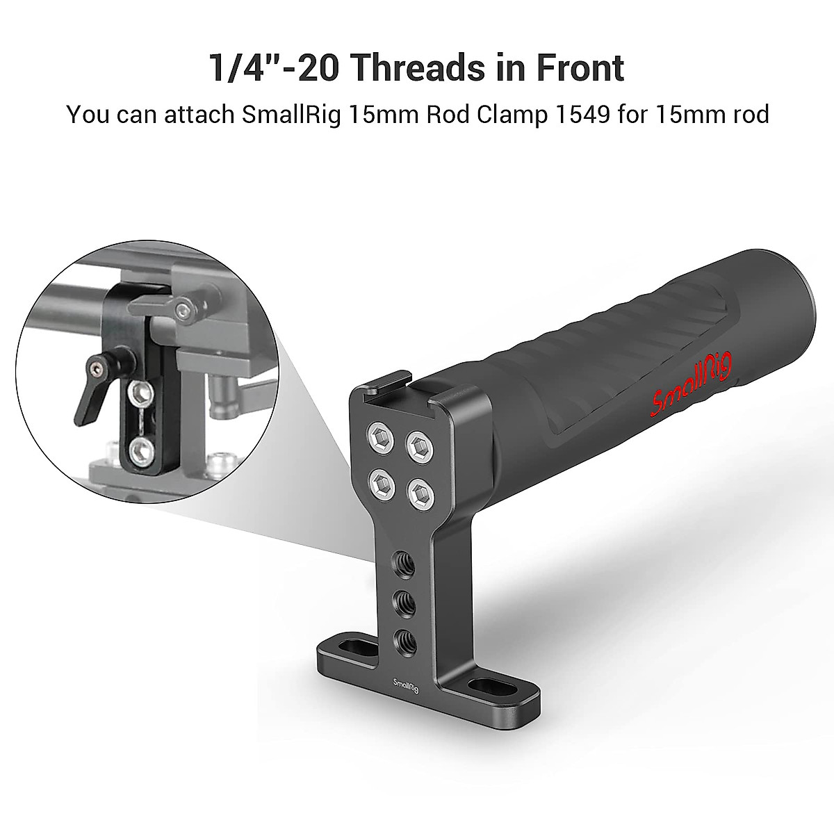 SMALLRIG Camera Top Handle Grip with Top Cold Shoe Base for DSLR Camera Cage Video Camcorder Rig, Rubber - 1446