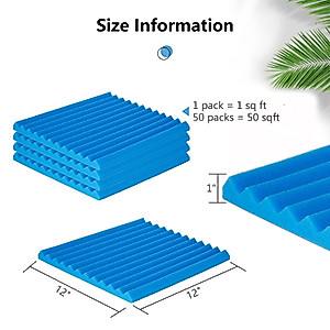 50 Pack Acoustic Foam Panels Premium Sound Proof Foam Panels Black Soundproof Wall Panels High Density Acoustic Panels Sound Absorbing for Studio Office Home, 12 x 12x 1Inch …