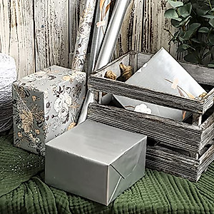 MAYPLUSS Wrapping Paper Roll - Mini Roll - 17 inch X 120 inch Per roll - 3 Different Silver Design (42.3 sq.ft.ttl)