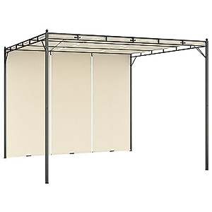 Garden Gazebo with Side Curtain,Outdoor Gazebo,Hardtop Gazebo,Patio Gazebo,Backyard Gazebo,Camping Gazebo,for Barbeque, Patio, Deck,Garden Party,Markets,118.1"x118.1"x88.6" Cream