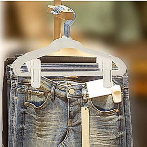 Tanlade 100 Pcs Kids Velvet Hangers with Clips Non Slip Baby Hangers for Closet Baby Clothes Hangers Heavy Duty Children's Closet Flocked Hangers for Pants Baby Girl and Kids Space Saving (Beige)