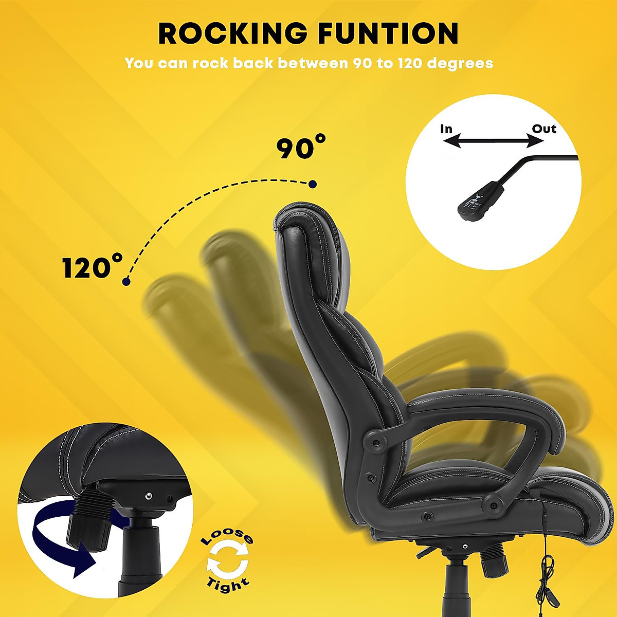 Big and Tall Office Chair 400lbs Wide Seat Ergonomic Office Chair with Lumbar Support Arms High Back PU Leather Executive Task Computer Chair,Black