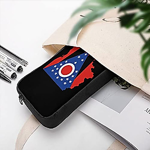 Flag of The Ohio State Flag Pencil Case Stationery Pen Pouch Portable Makeup Storage Bag Organizer Gift