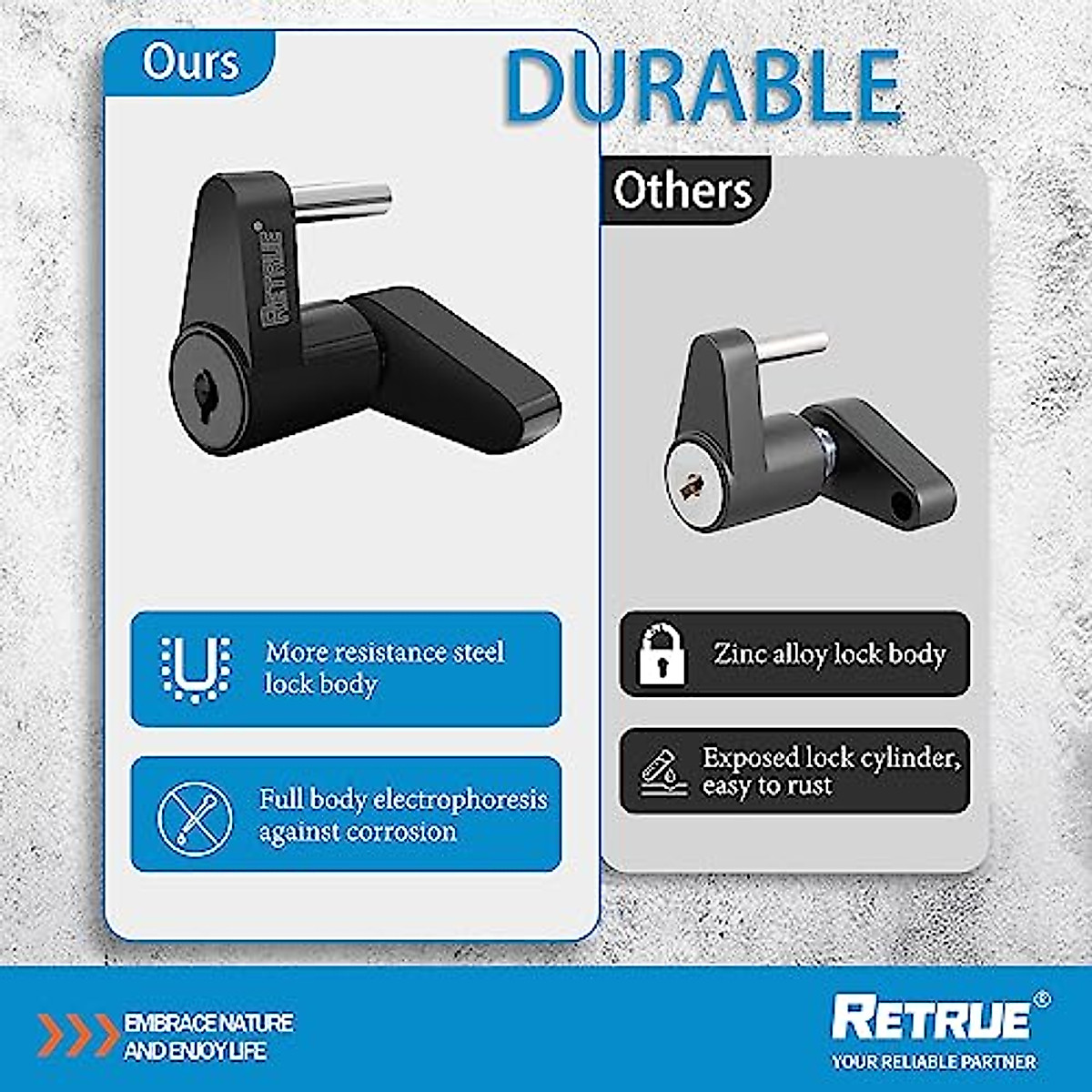 RETRUE Trailer Tongue Coupler Lock, Trailer Hitch Lock,Dia 1/4 Inch, 3/4 Inch Span for Tow Boat RV Truck Car's Coupler (1 Pack, Black)
