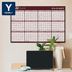2022 Erasable Calendar, Dry Erase Wall Planner by AT-A-GLANCE, 48" x 32", Jumbo, Horizontal, Reversible, Red (A152)