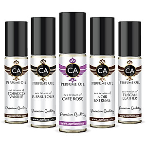 CA Perfume Designer Discovery Set For Men Impression Of (Tobacco Vanille, Fabulous, Cafe rose, Noir Extreme, Tuscan Leather) Long Lasting Fragrance Body Oil 10ml x 5