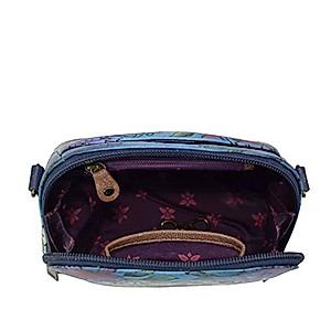 Anuschka Women’s Genuine Leather Zip Around Travel Organizer - Hand Painted Exterior - Enchanted Garden