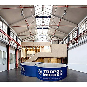 BANNER BUZZ MAKE IT VISIBLE Tapered Circle Fabric Hanging Ceiling Banner Sign Single Side Printed Outside for Trade Show Display (15' X 4')