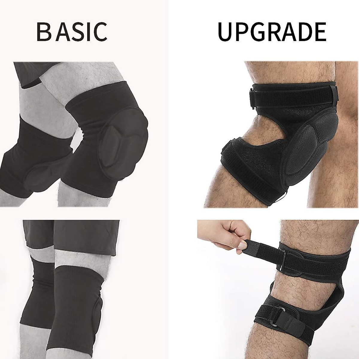 EULANT Knee Pads, Thick Sponge Collisioned Kneepads for Sports & Work, Protective Knee Support Sleeve for Basketball Wrestling Football Volleyball Running Cycling Training Scooter Workout