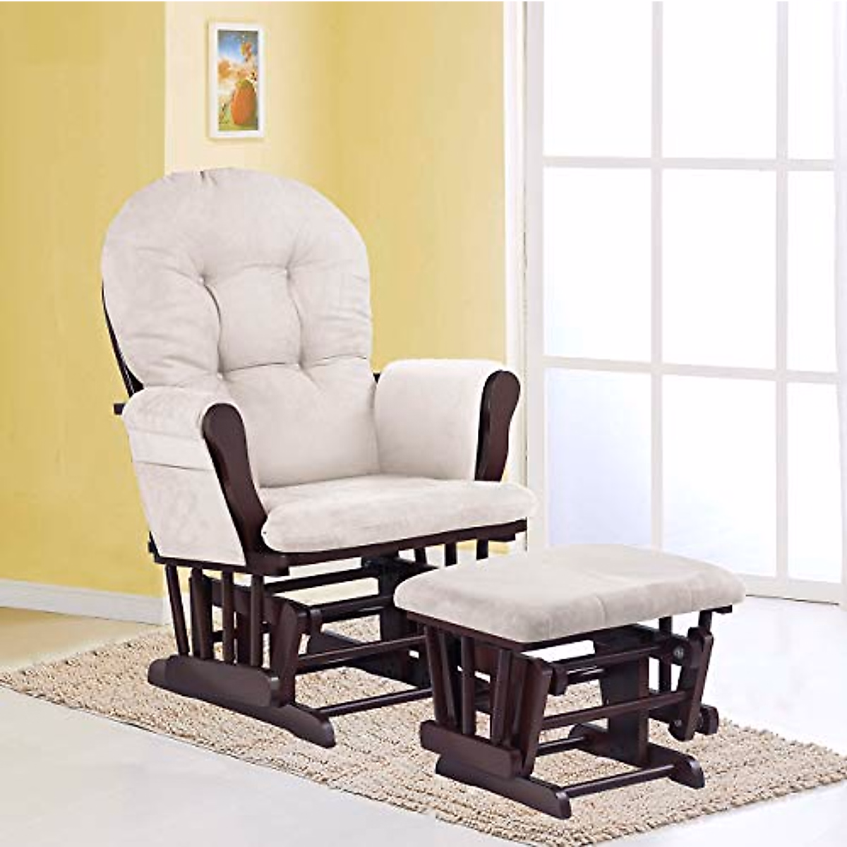 REJOICE HOME Atoll Glider with Ottoman, Espresso/Beige