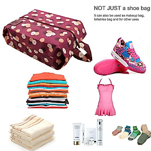 M-jump 4 Pack Travel Essentials Shoe Bags 4 Colors Fashion Shoe Bags for Men & Women Shoe Storage, Travel Accessories Vacation, Luggage Organizer Portable Shoe Pouch with Handle